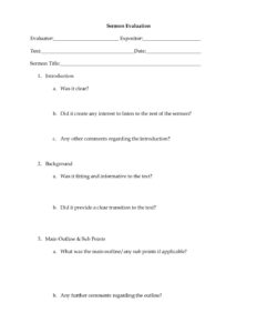 2023 Sermon Evaluation Form | Cornerstone Church - Jackson Hole